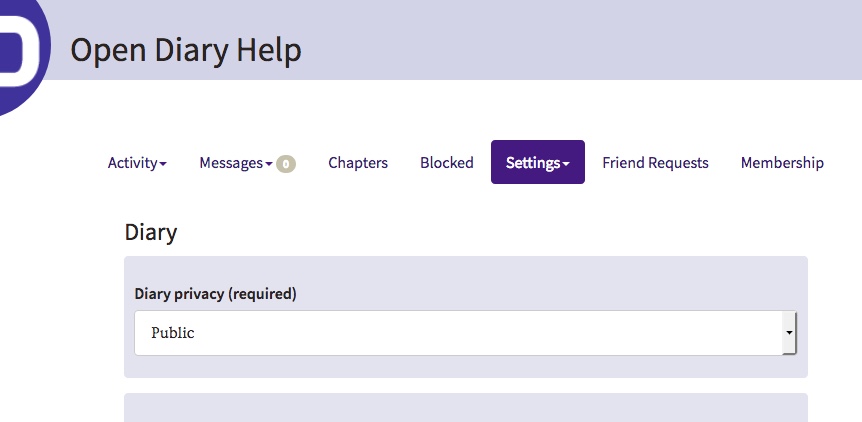 Changing your diary privacy – Open Diary Help Center